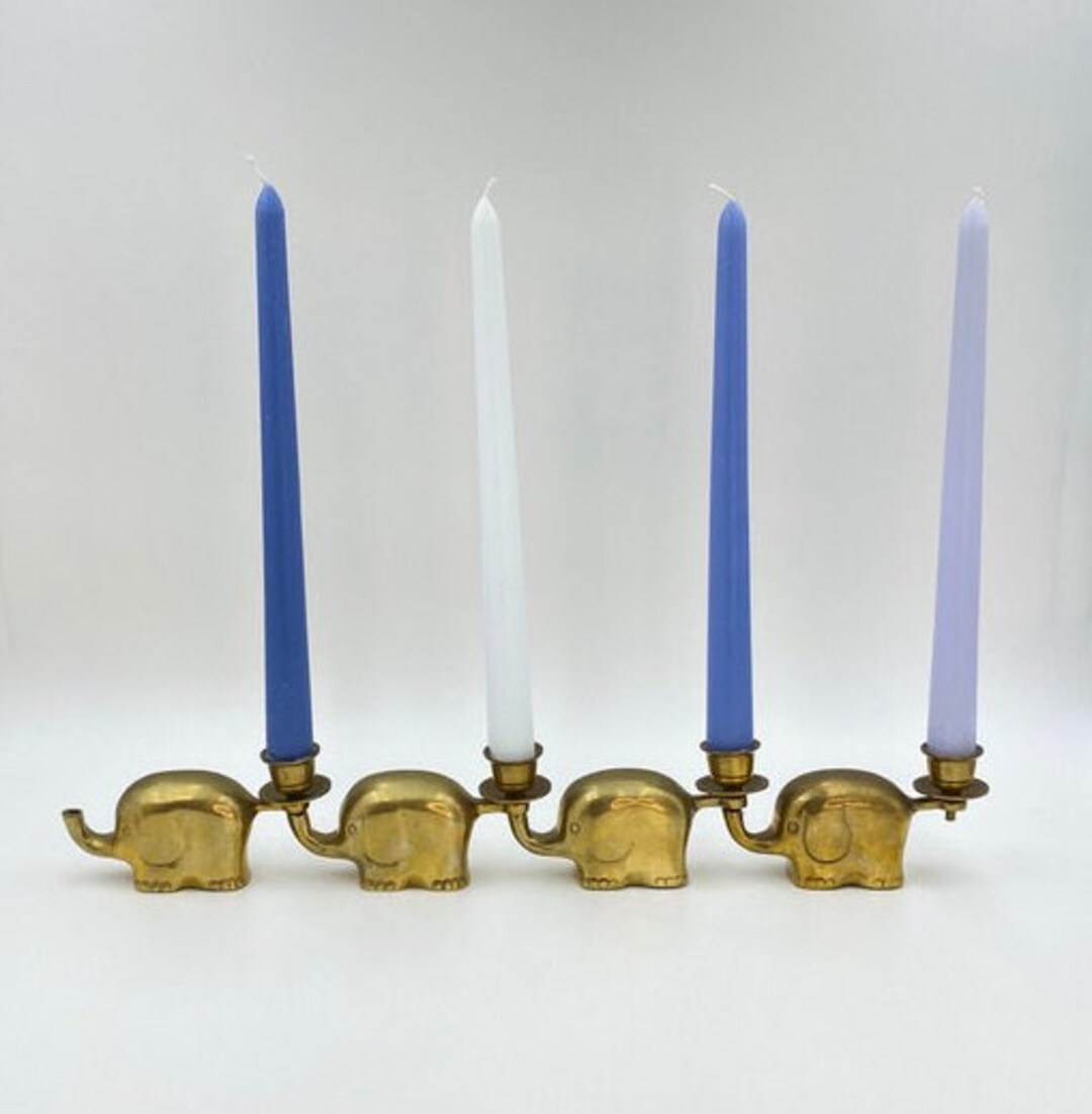 Set of Four Brass MCM Interlocking Elephant Candlestick Holders - Etsy