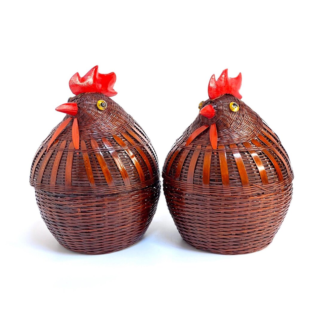 Vintage Wicker Chicken Lidded Basket - Sold Individually - Etsy
