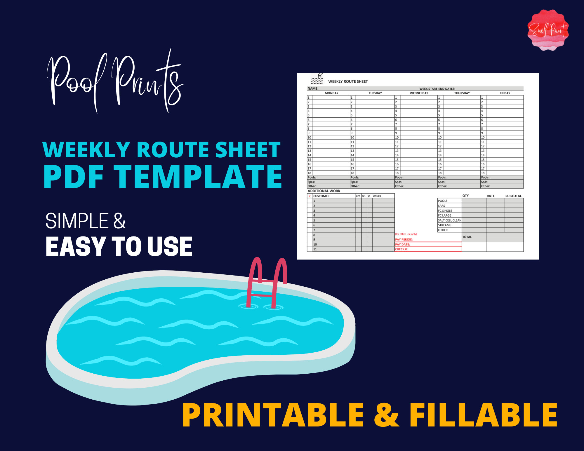 Weekly Pool Route Pay Sheet - Etsy