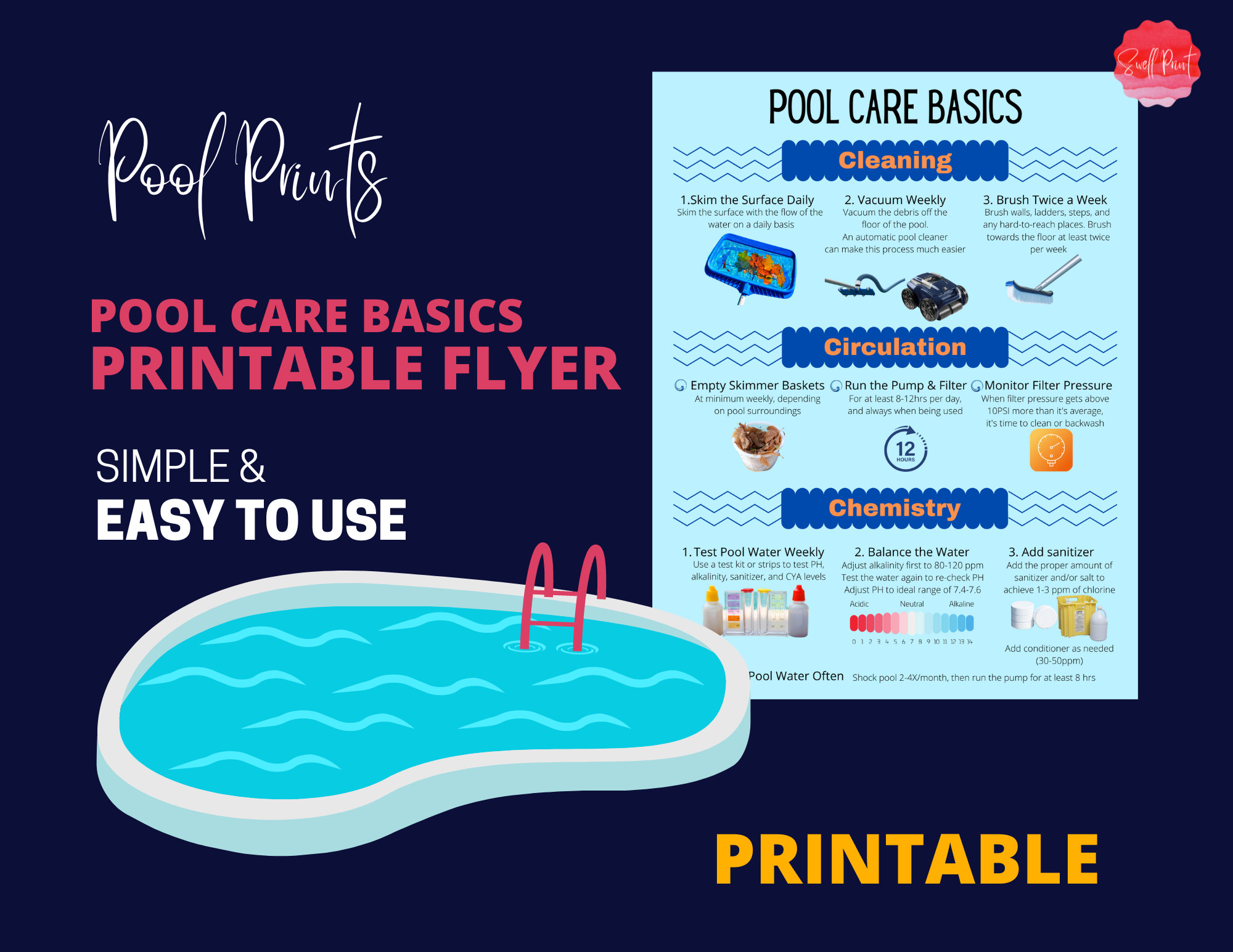 Pool Care Basics Printable Flyer - Etsy
