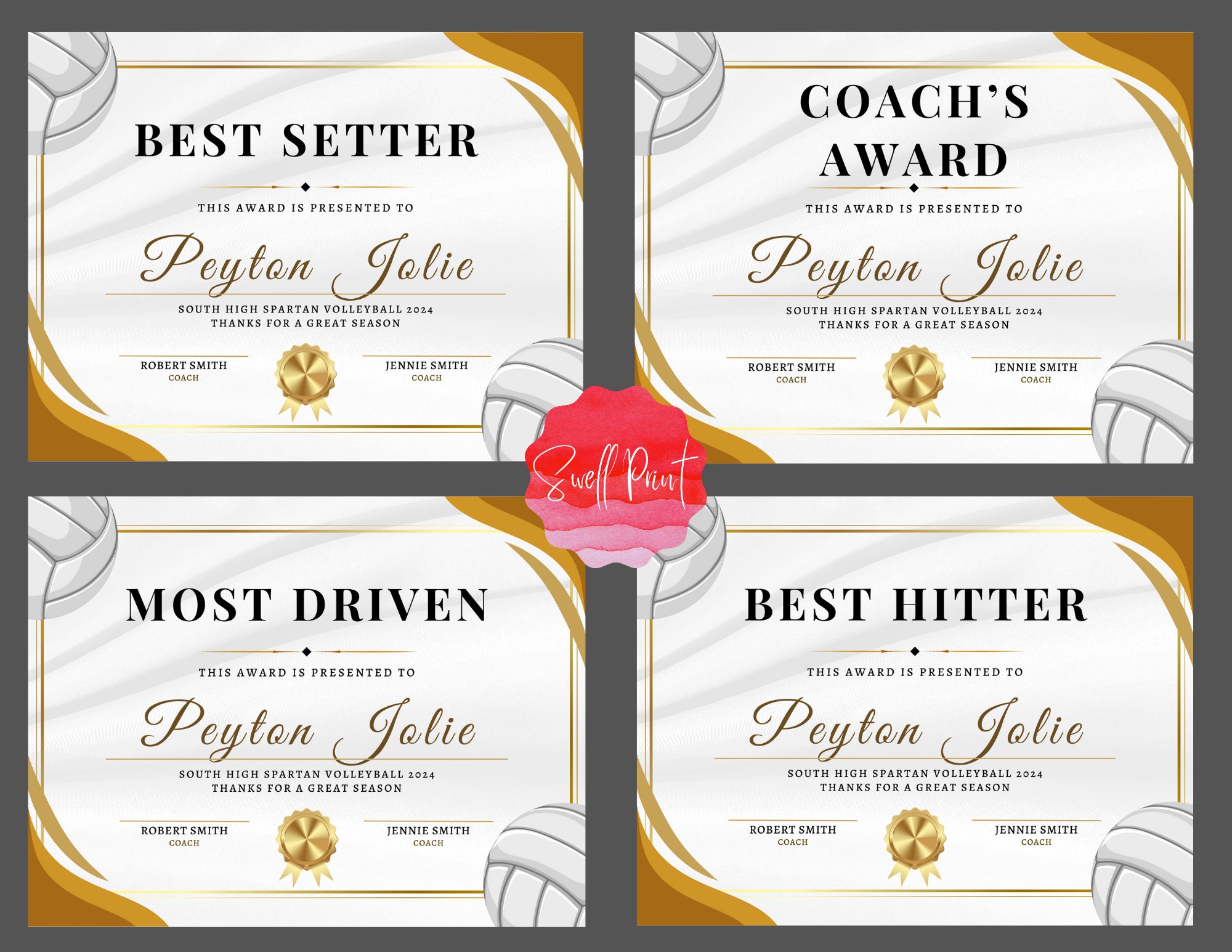 Editable Volleyball Team Award Templates, End of Season Awards, Award ...