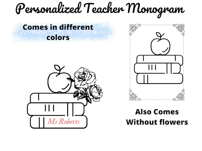 Personalized Teacher Monogram PNG Teacher SVG Book Svg - Etsy