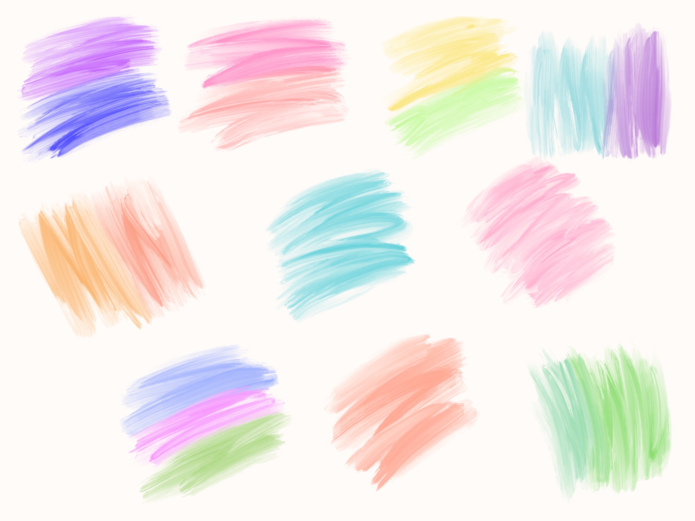 Rainbow Brush Strokes Clipart, Rainbow Png, Set of 10 PNG Clip Art ...