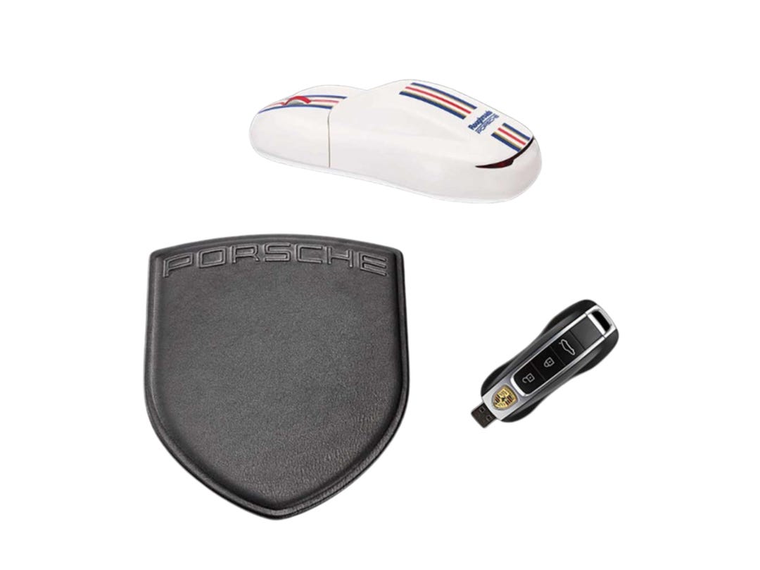 Porsche Gift Set: 911 Wireless Mouse, Leather Crest Mousepad, 64GB USB ...