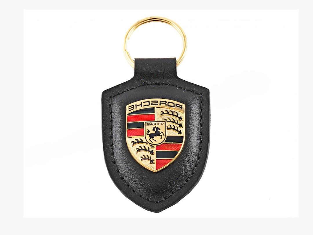 Porsche Leather Key Ring: Gold Crest Emblem - Etsy