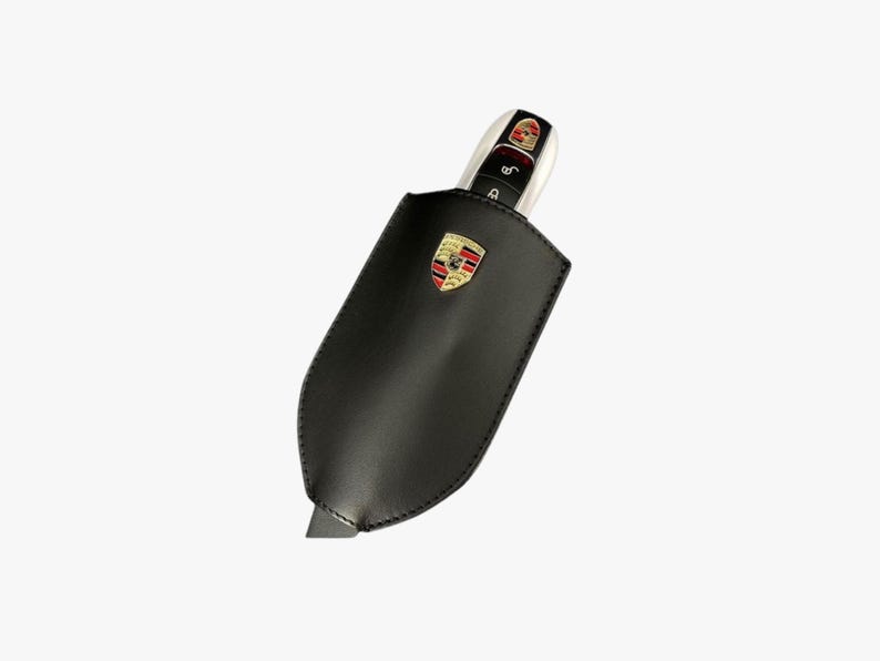 Porsche Leather Key Pouch: Black Cowhide With Metal Crest - Etsy