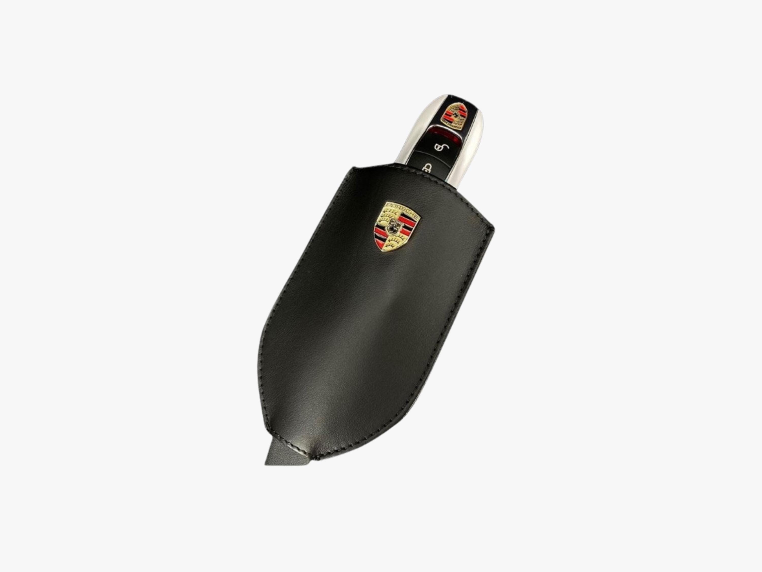 Porsche Leather Key Pouch: Black Cowhide With Metal Crest - Etsy