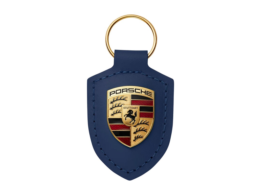 Original Porsche Key Ring Blue, Gold Crest, Blue Leather Strap, Python ...
