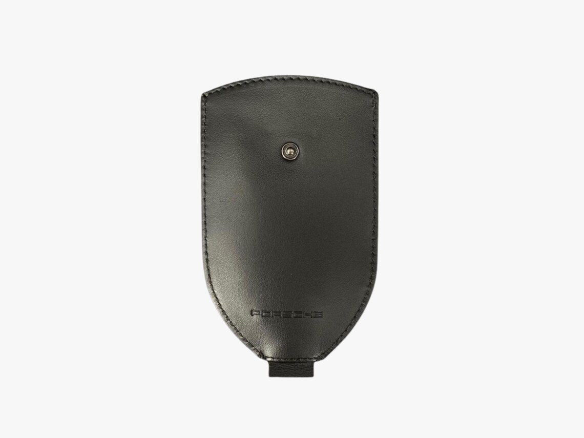 Porsche Leather Key Pouch: Black Cowhide With Metal Crest - Etsy