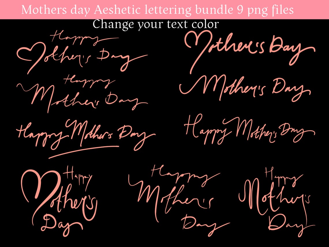 Mothers Day Aeshetic Lettering Bundle 9 Png Files - Etsy