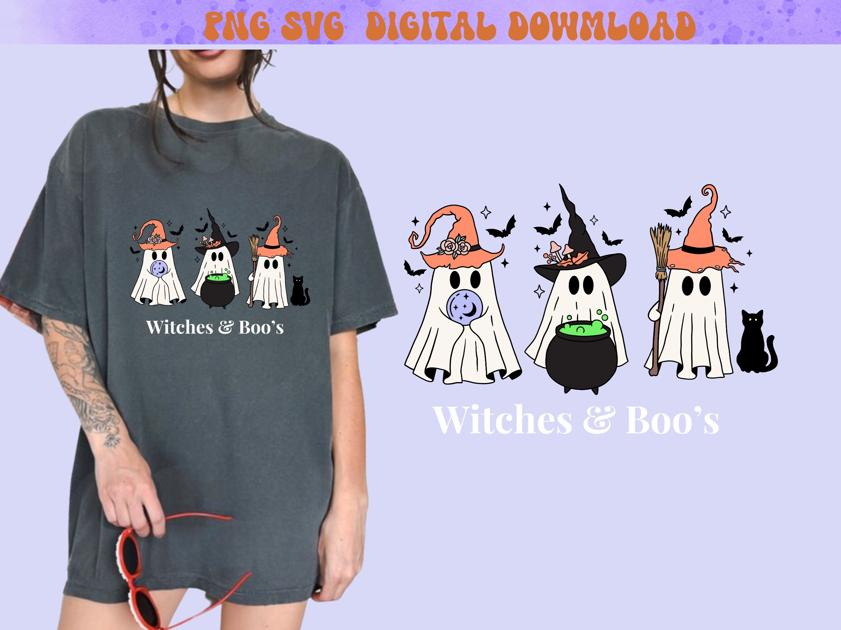 Retro Ghost Trio Png Svg, Retro Ghost PNG, Spooky Cat Png, Ghost Clip ...