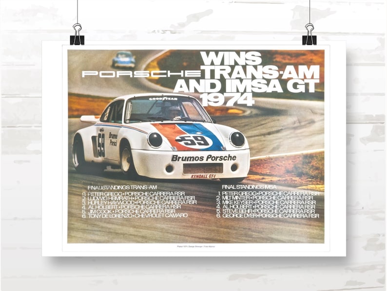 Porsche 1974 Trans-am & IMSA GT Poster, Brumos Racing - Etsy