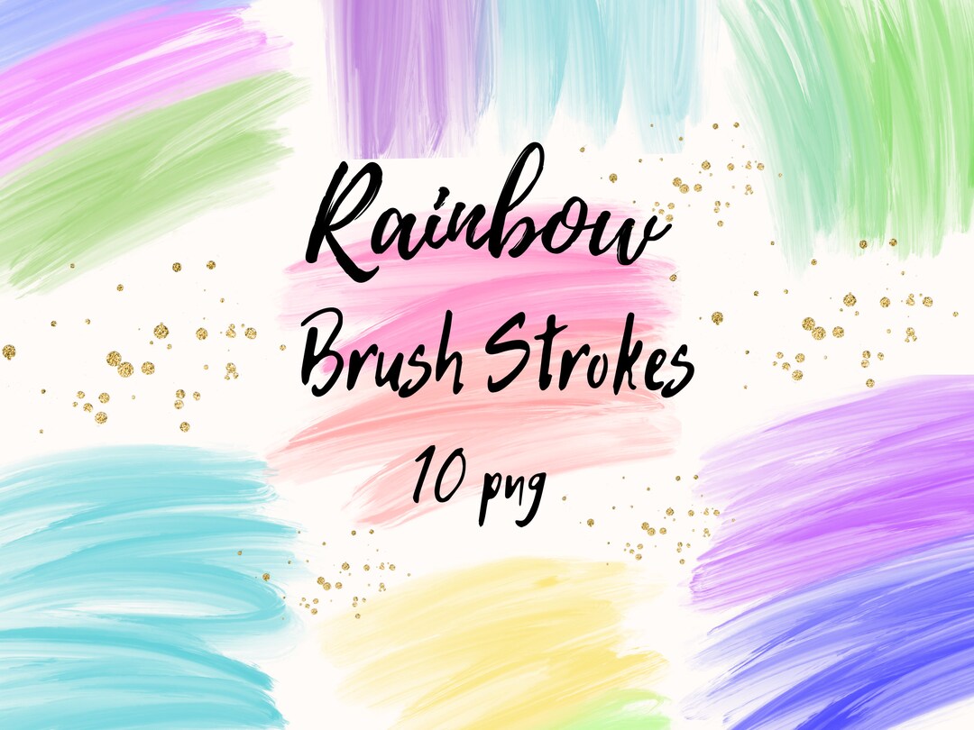 Rainbow Brush Strokes Clipart, Rainbow Png, Set of 10 PNG Clip Art ...