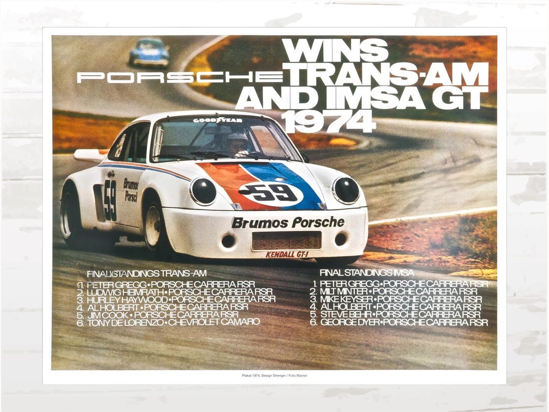 Vintage Porsche Trans-am & IMSA GT 1974 Poster | Brumos Porsche Racing ...
