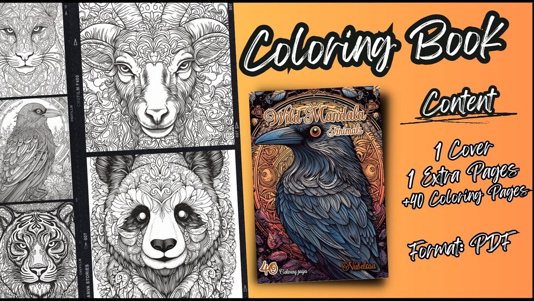 Wild Mandala Animals Coloring Book Coloring Book Adults & Kids 40 ...