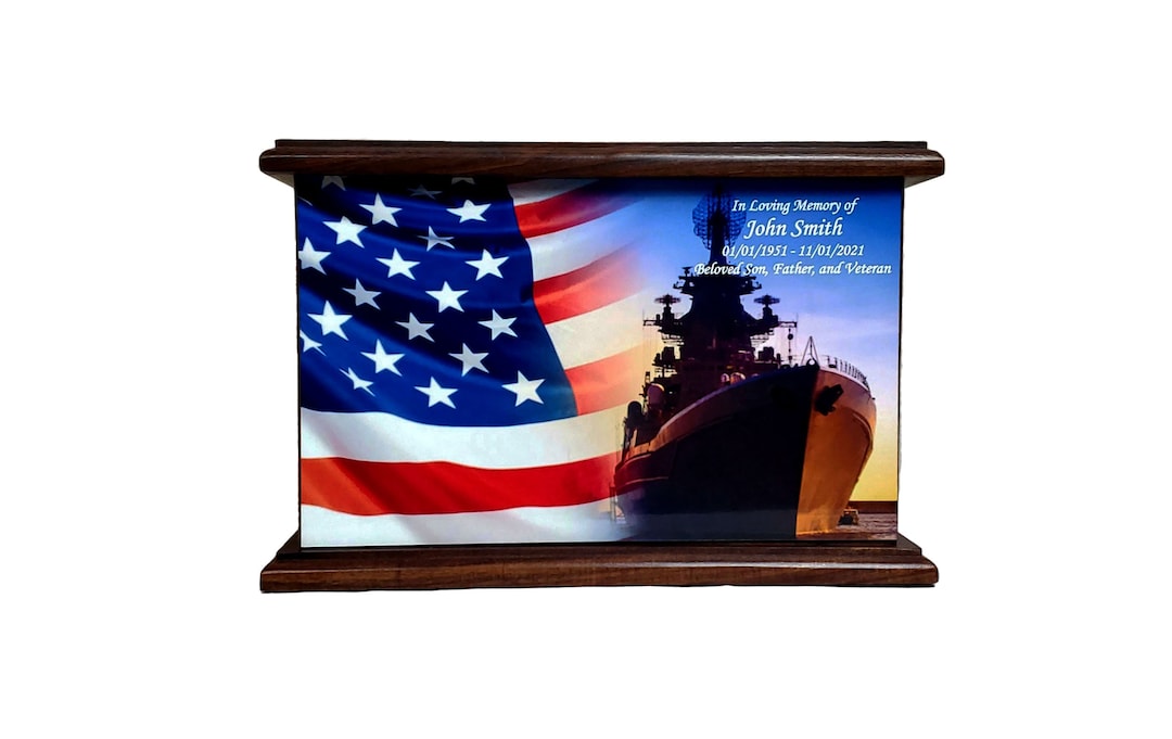 US Navy Ship Wooden Cremation Urn: Personalized Military Veteran ...