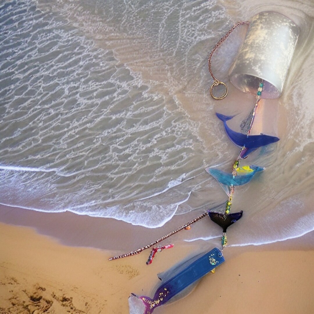 Whales & Tails Bell Pretty Blue Hanging Wind Chime Beach Decor - Etsy