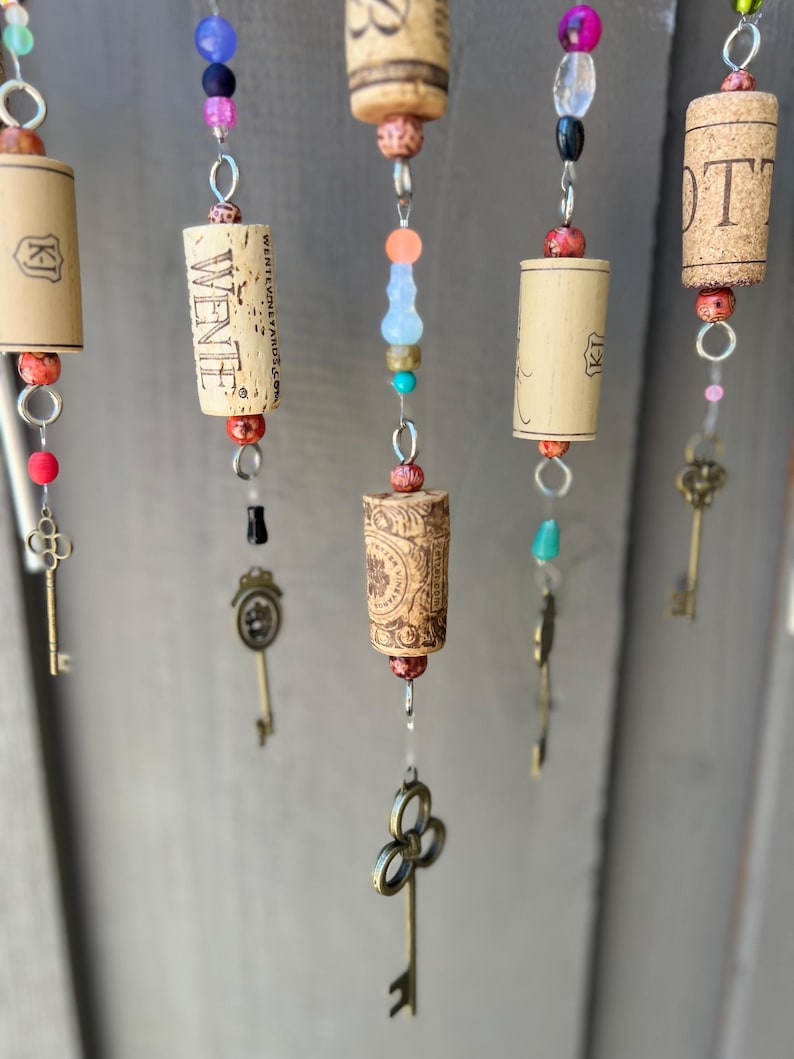 Cork Driftwood Windchime, Upcycled Sun Catcher, Hanging Mobile With ...