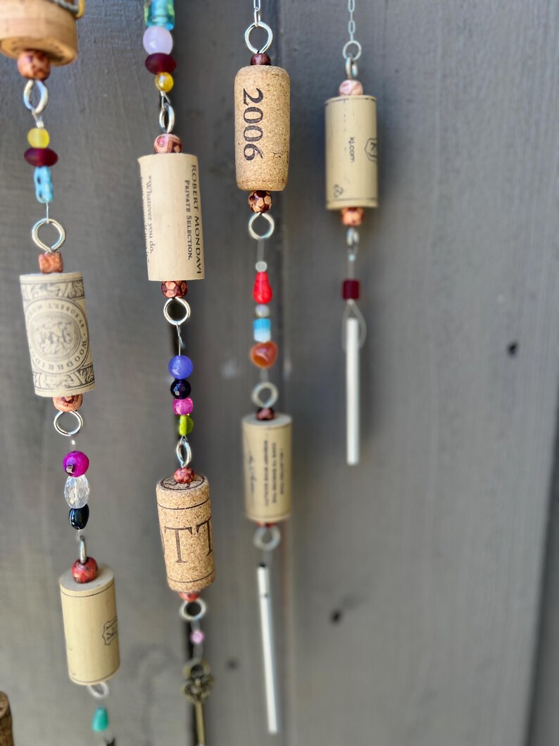 Cork Driftwood Windchime, Upcycled Sun Catcher, Hanging Mobile With ...