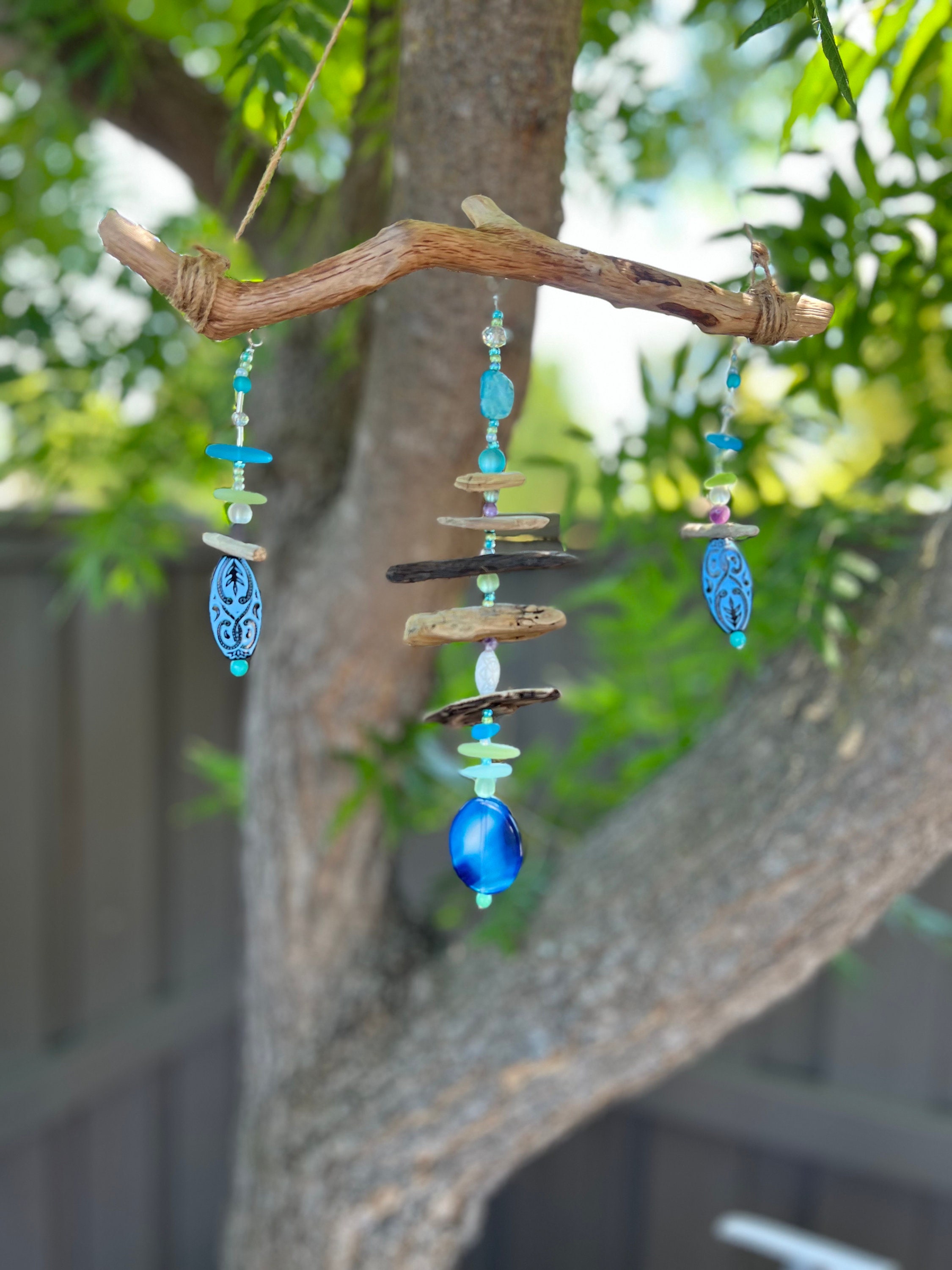 Seaglass Stacked Hanging Coastal Driftwood Suncatcher - Etsy