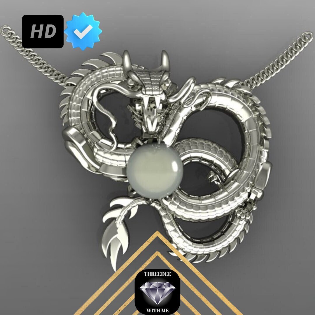 Enchanted Silver Dragon Pendant 3D Model in STL Format Realistic ...