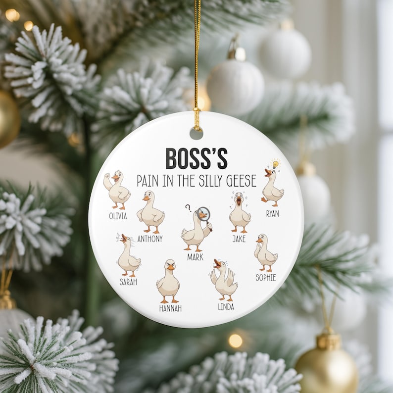 Funny Boss Gift, Boss’ Pain in the Silly Geeses Ornament, Custom Team ...