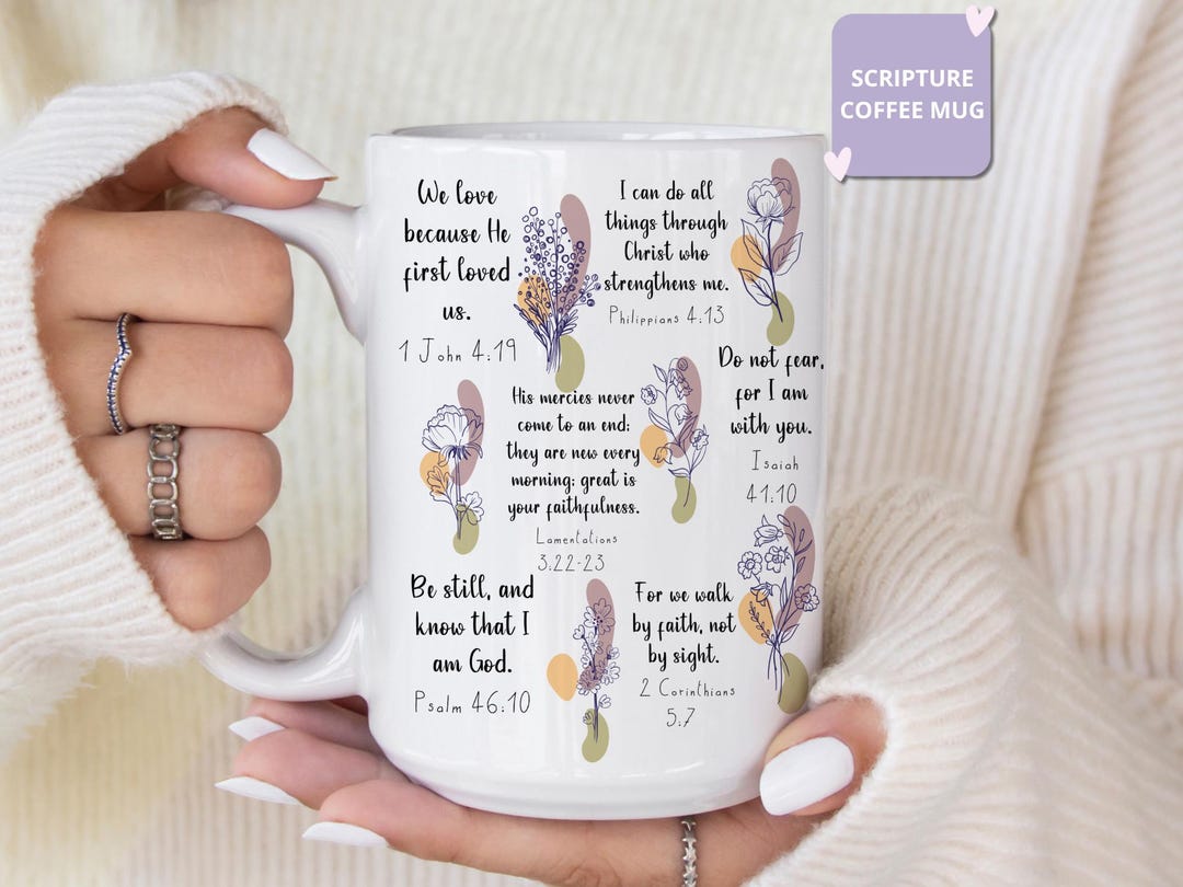 Mug With Christian Bible Verses, Mug With Daily Bible Reminders, Mug ...