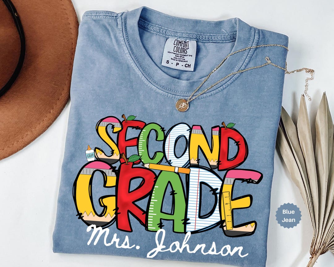 Personalized Second Grade Teacher Name Shirt Comfort Colors, 2nd Grade ...