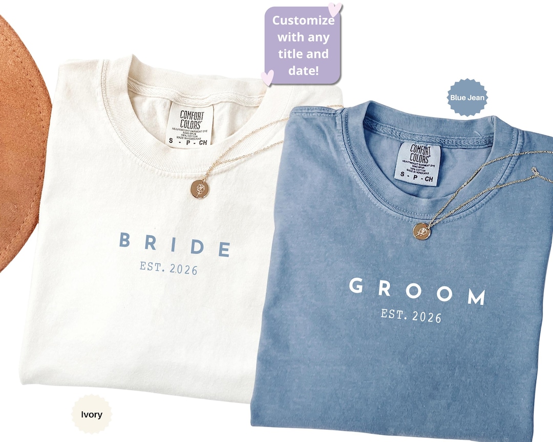 Comfort Colorsbride and Groom Matching Shirts, Custom Bride and Groom ...