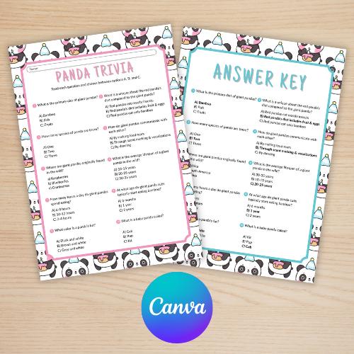 Panda Trivia | Printable Quiz | Birthday Party Game | Canva Editable - Etsy