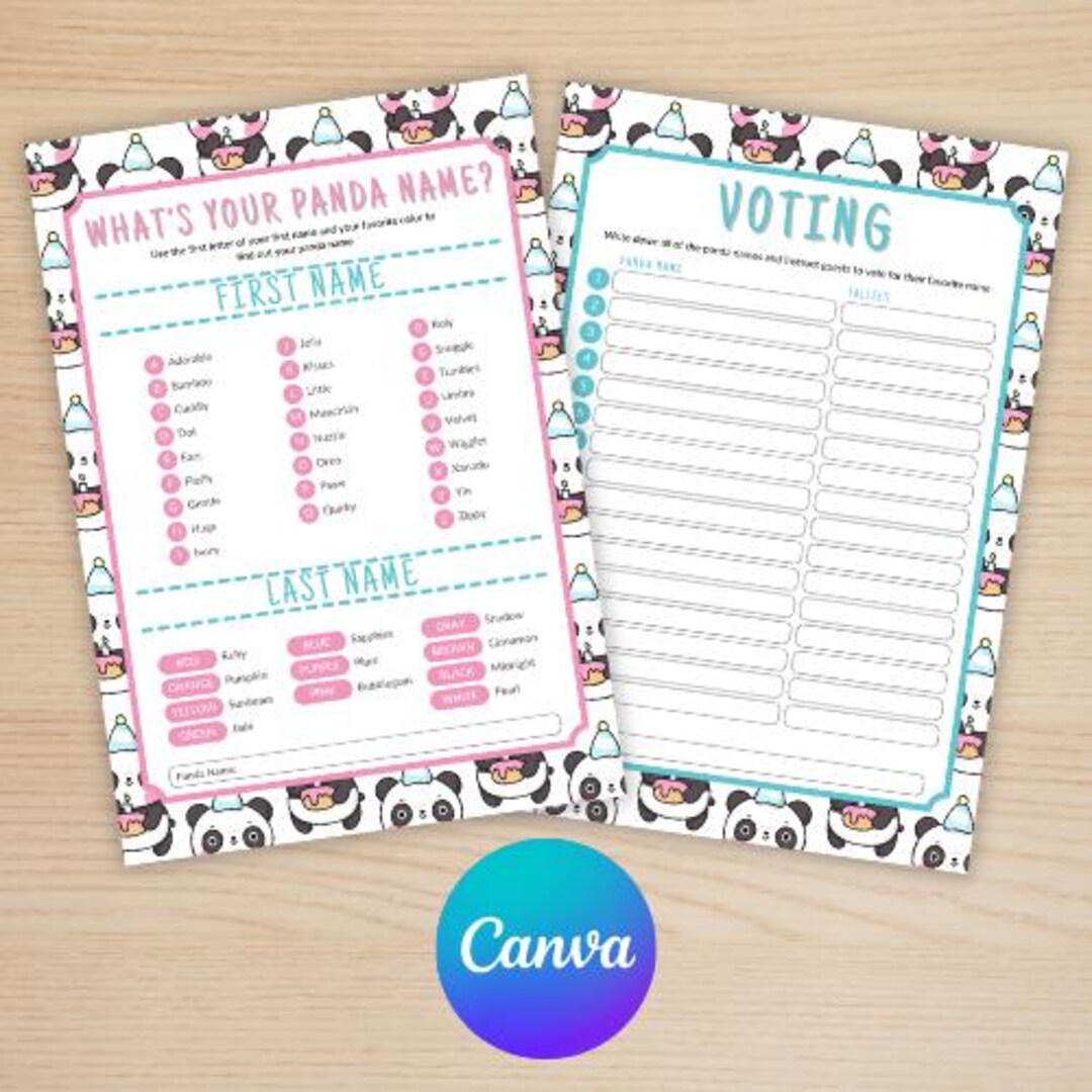 Whats Your Panda Name | Printable Quiz | Birthday Party Game - Etsy