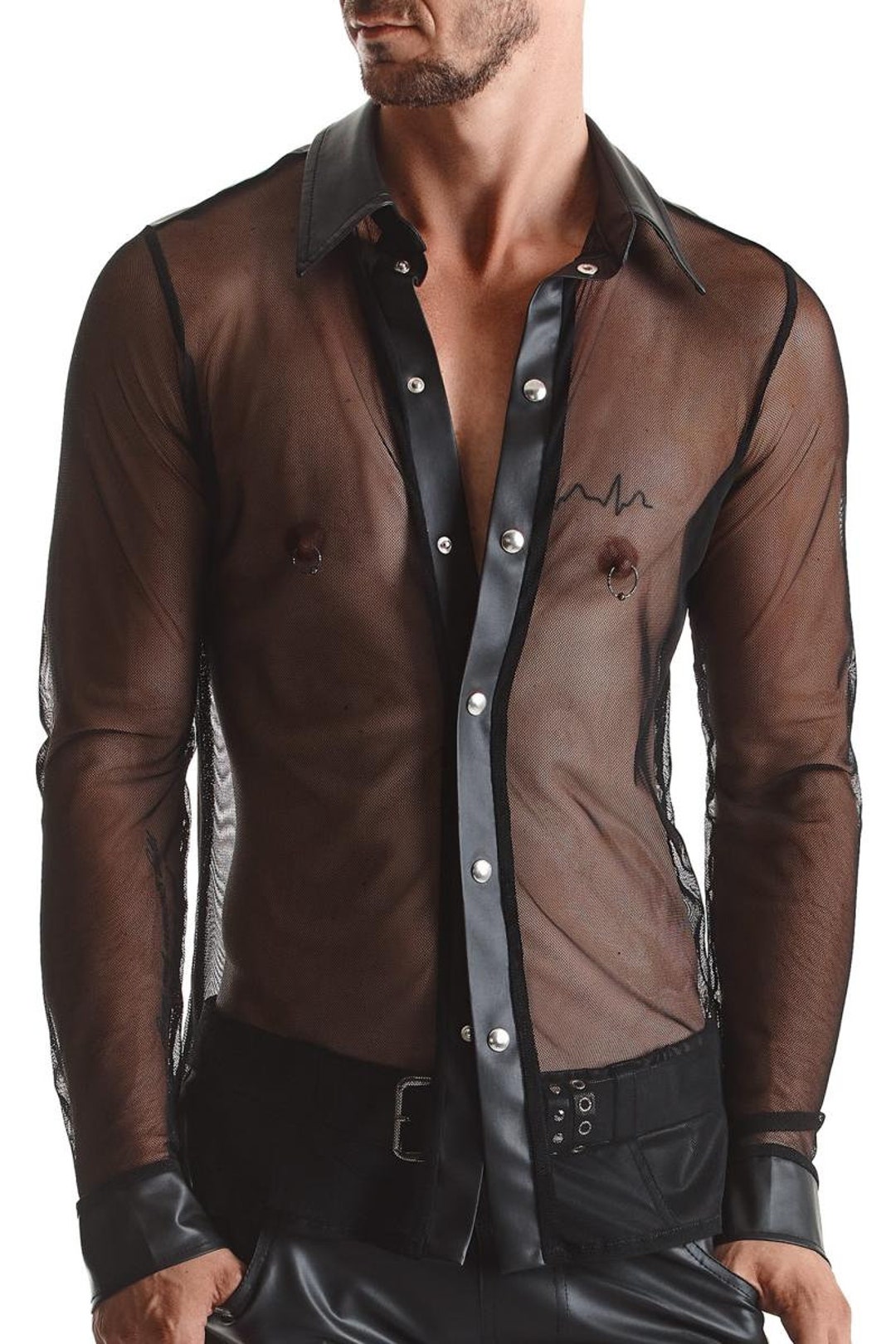 Mens Sheer Mesh Long Sleeve Shirt - Etsy