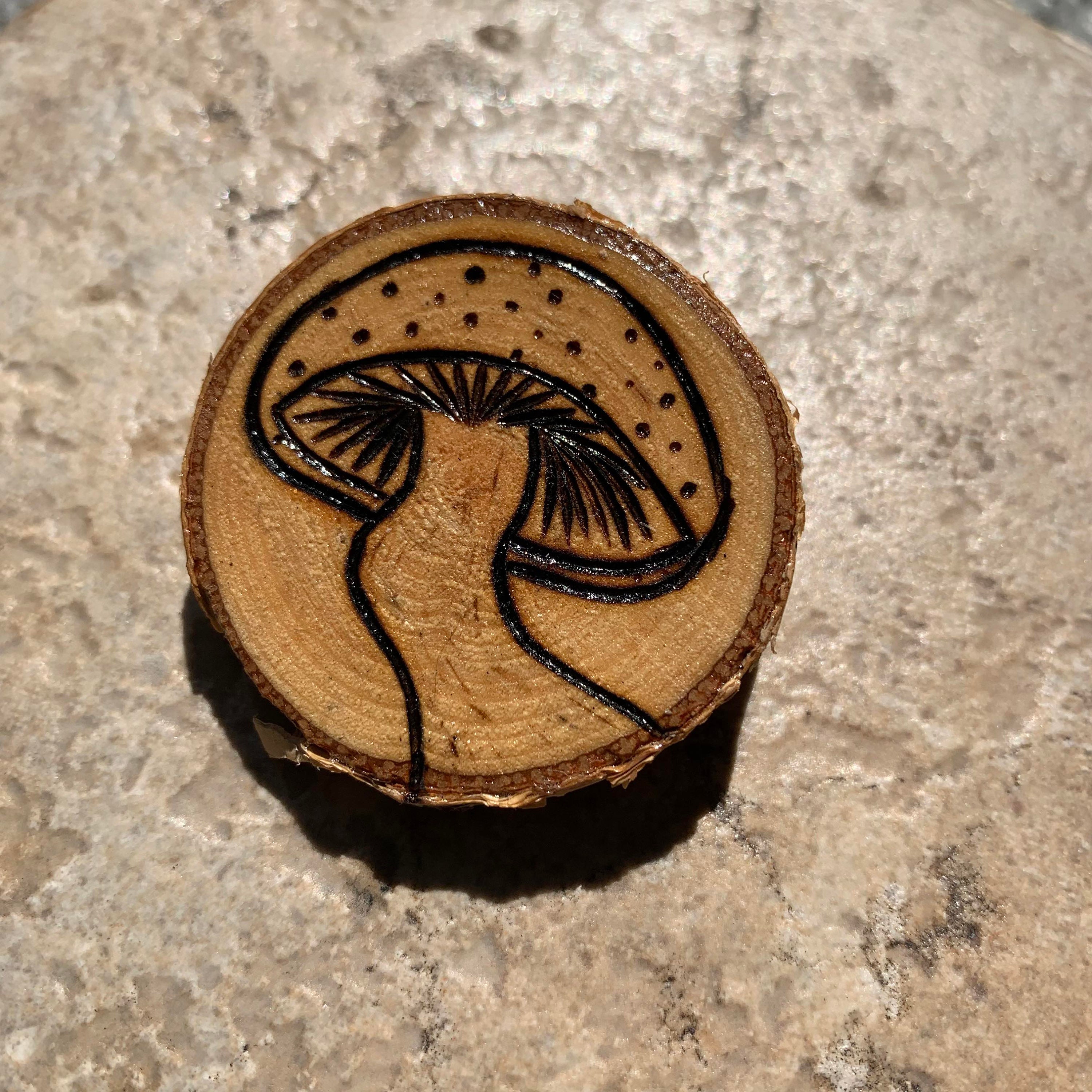 Mushroom Pins pyrography, Wood-burned - Etsy