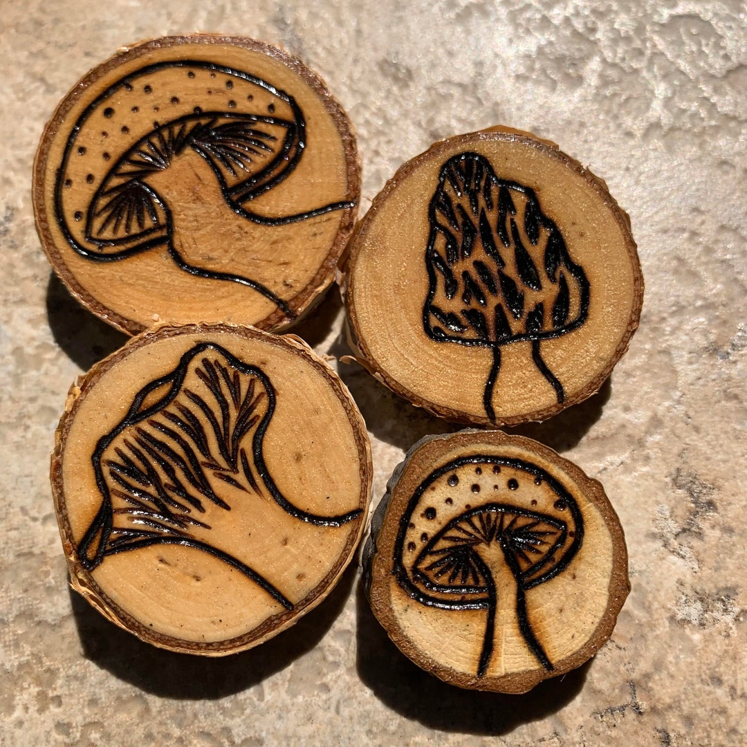 Mushroom Pins (pyrography, Wood-burned) - Etsy