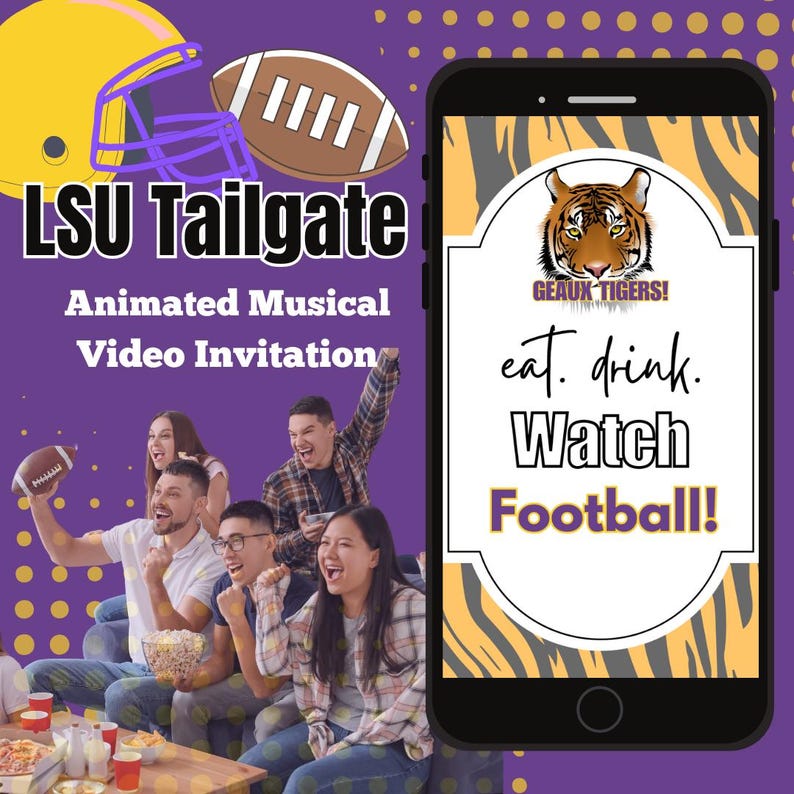 LSU Tailgate Party Invitation: Animated Musical Evite (digital Download ...
