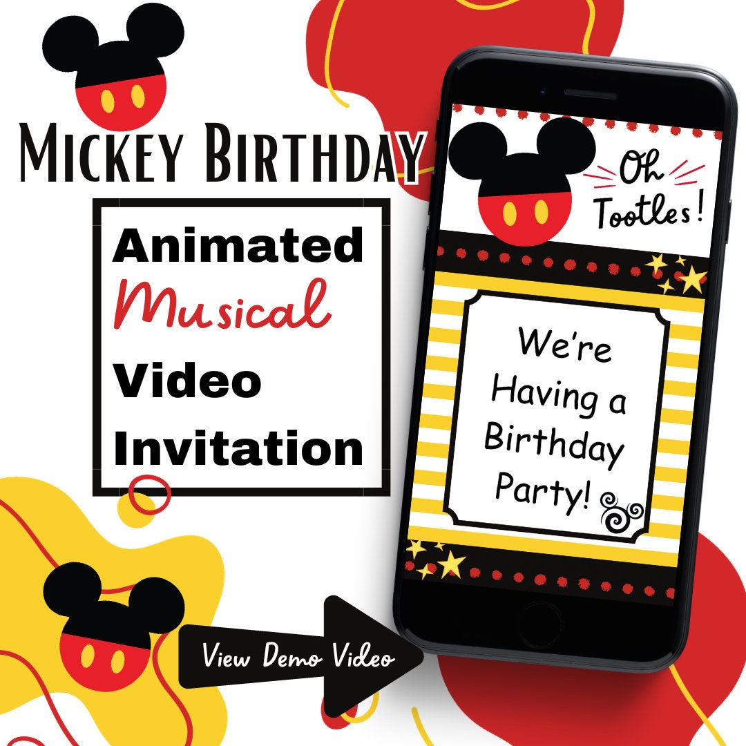 Mickey Birthday Party Invitation - Digital Evite for Kids, Boys, Girls ...