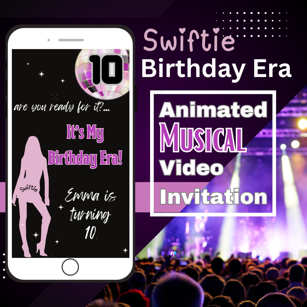 Swiftie Birthday Era Animated Video Invitation (digital Download ...