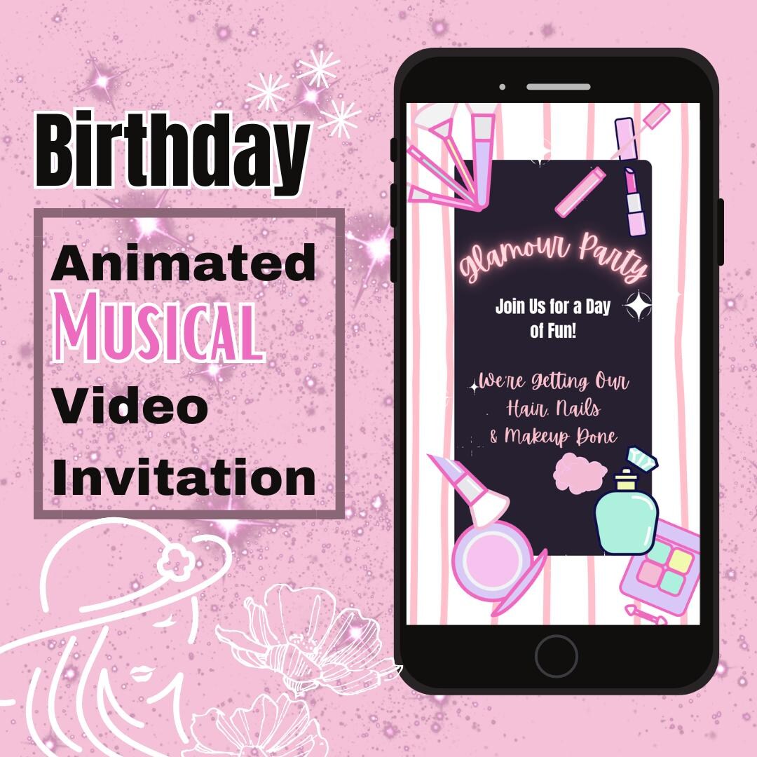 Glamour Party Animated Video Invitation: Editable Musical Evite ...