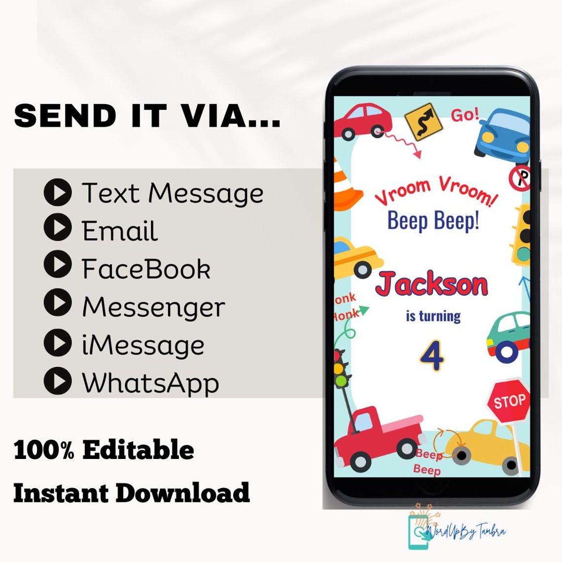 Car Birthday Animated Musical Video Invitation (editable Template) - Etsy