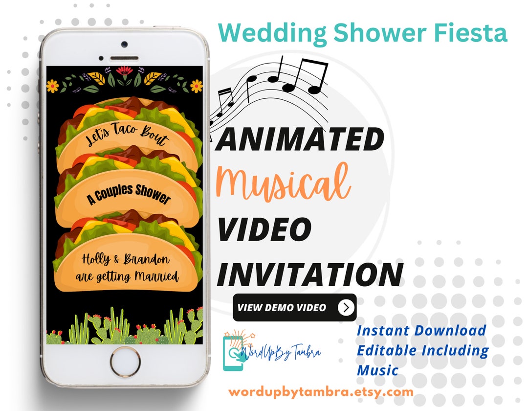 Fiesta Couples Shower Animated Video Invitation: Mexican Theme (digital ...