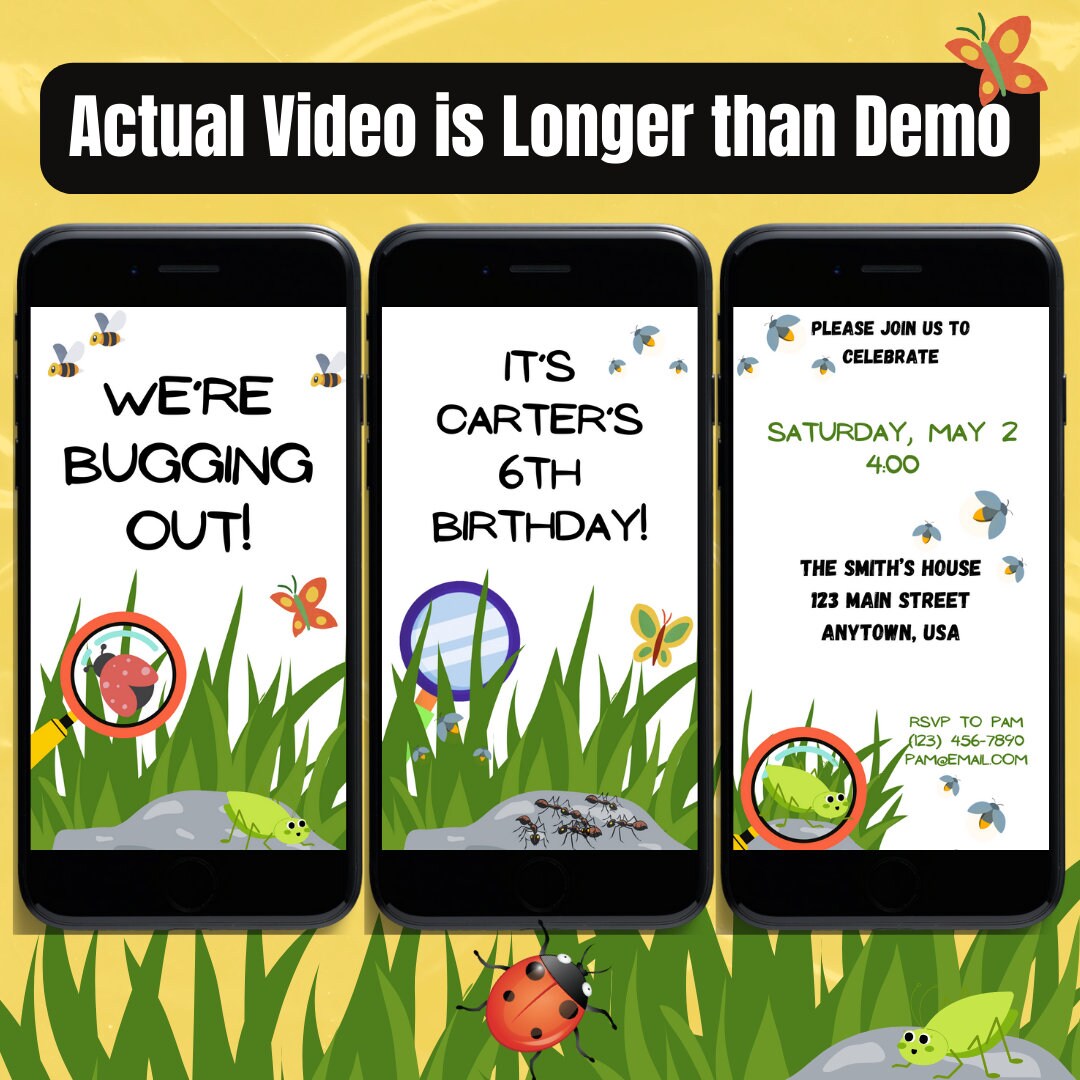 Buzzing Bug Birthday Video Invitation Fun & Animated With Music ...