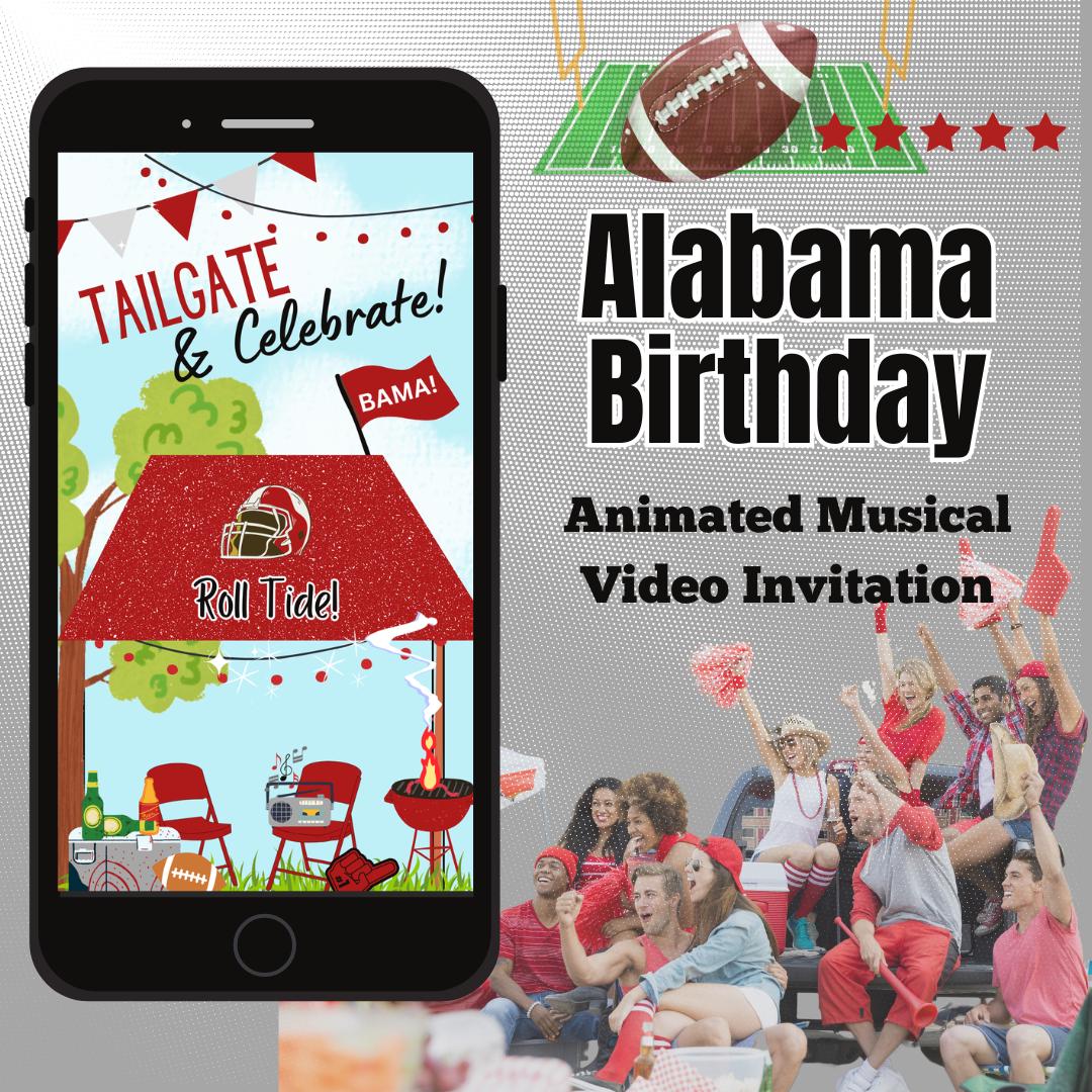 Alabama Birthday Party Invitation - Personalized Invite for Crimson ...