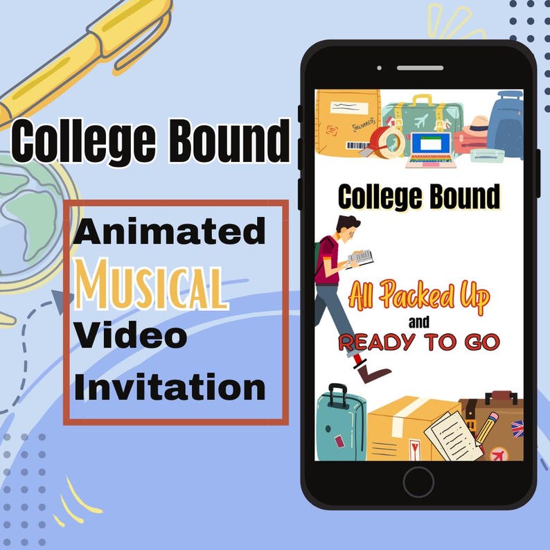 College Bound Party Invitation - Editable Template - Personalized ...