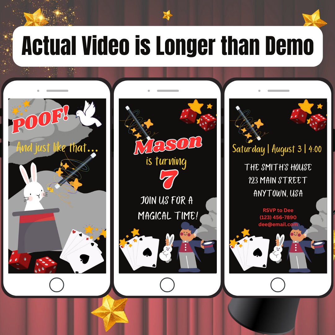 Magic Themed Birthday Party Invitation Editable Template Digital Evite ...