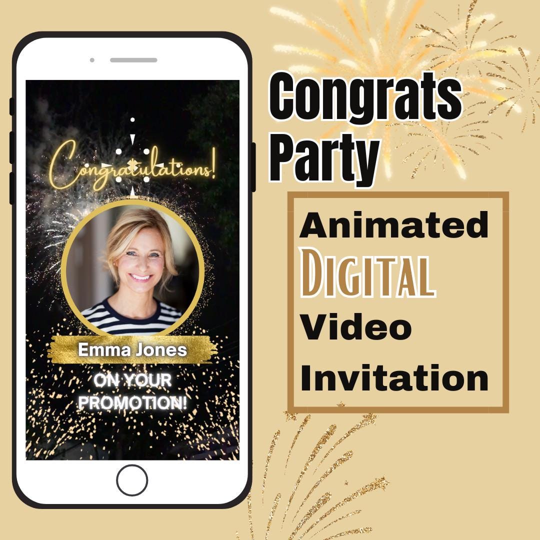 Congratulations Party Invitation: Editable Animated Video Evite ...