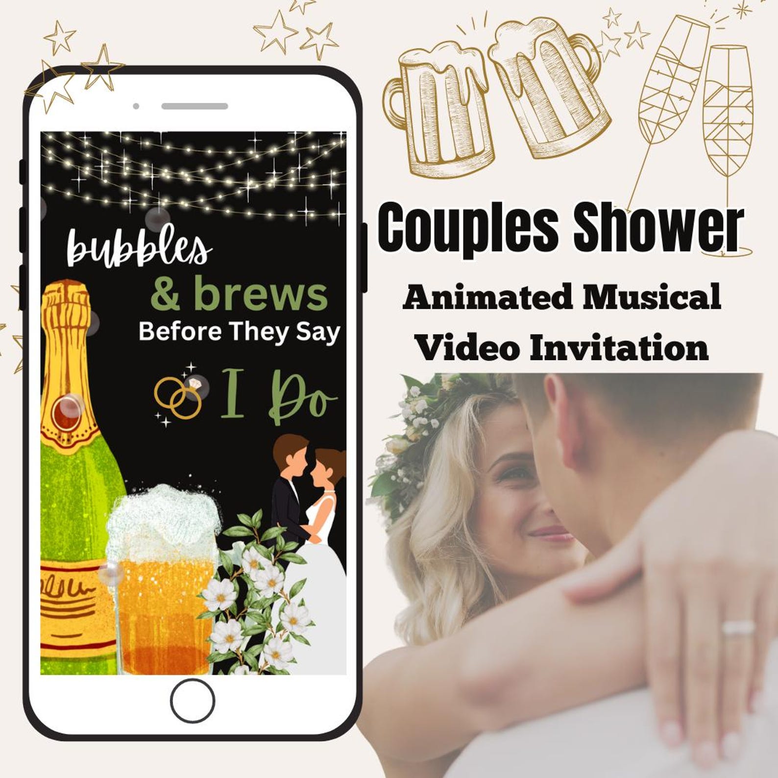 Couples Wedding Shower Invitation - Personalized Invite for Wedding ...