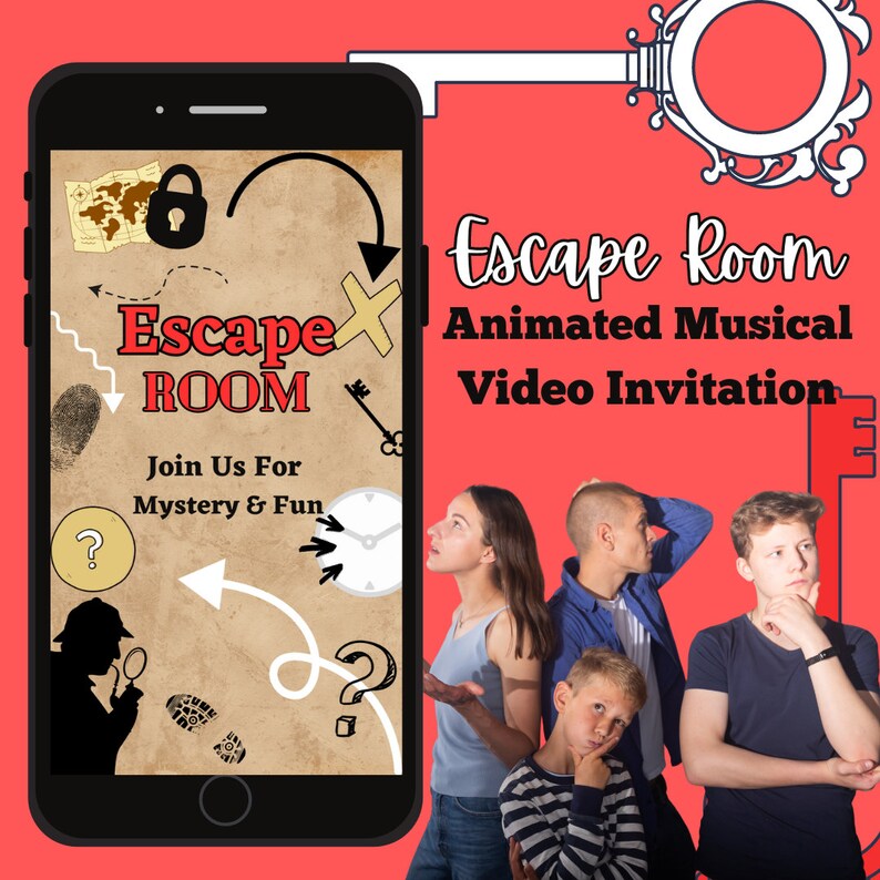 Escape Room Birthday Party Invitation: Animated Musical Video (digital ...