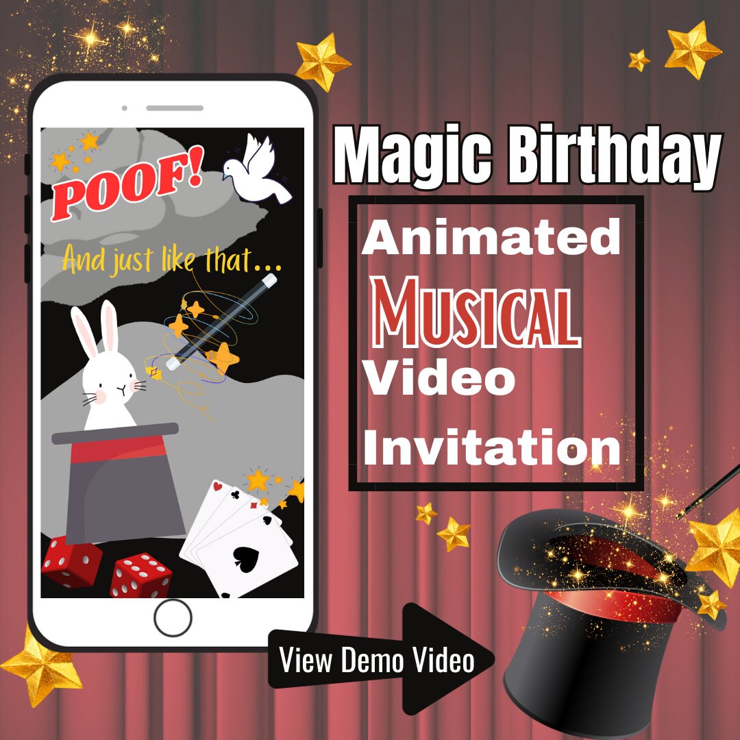 Magic Themed Birthday Party Invitation - Editable Template - Digital ...