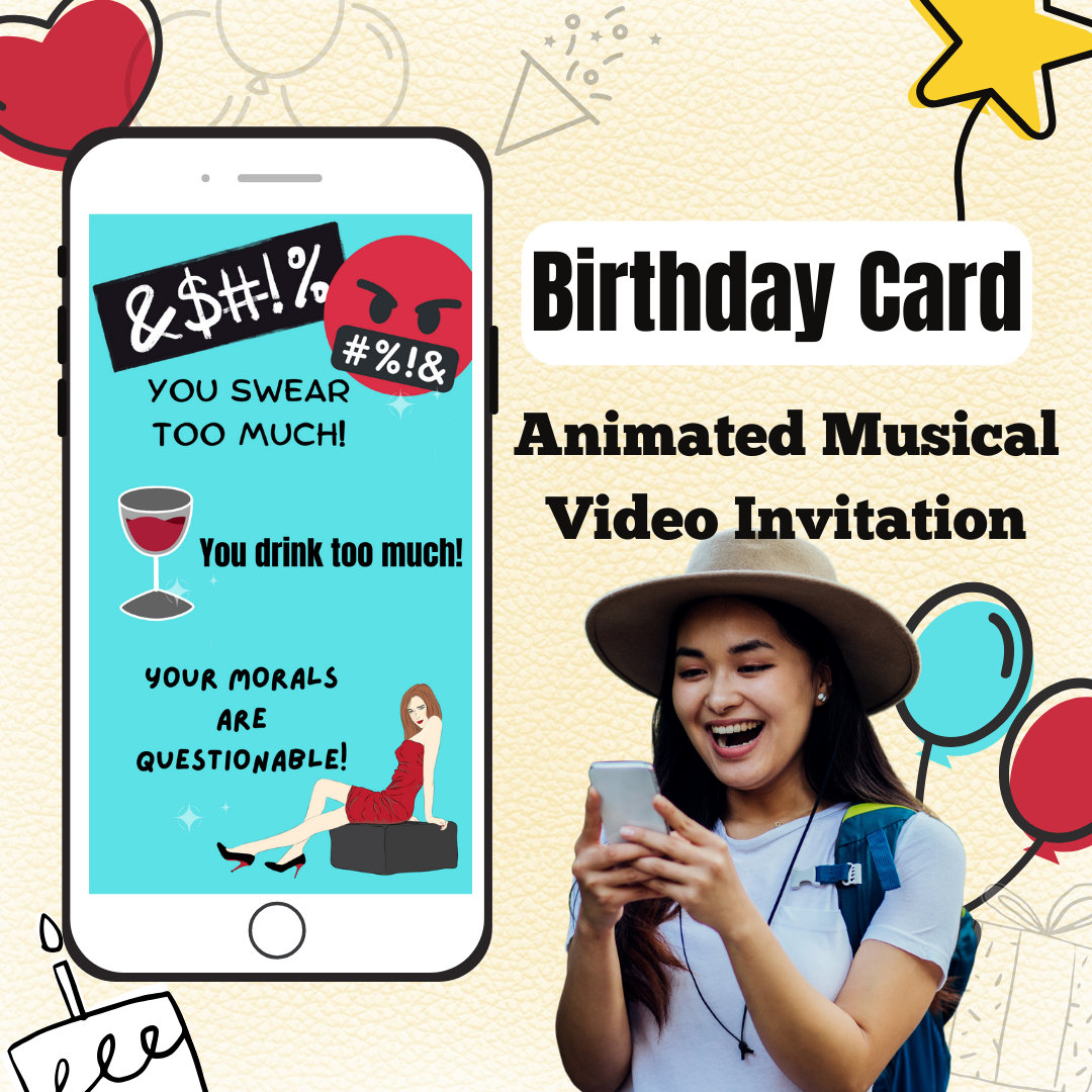 Funny Adult Birthday Card Animated Musical Video Greeting Editable ...