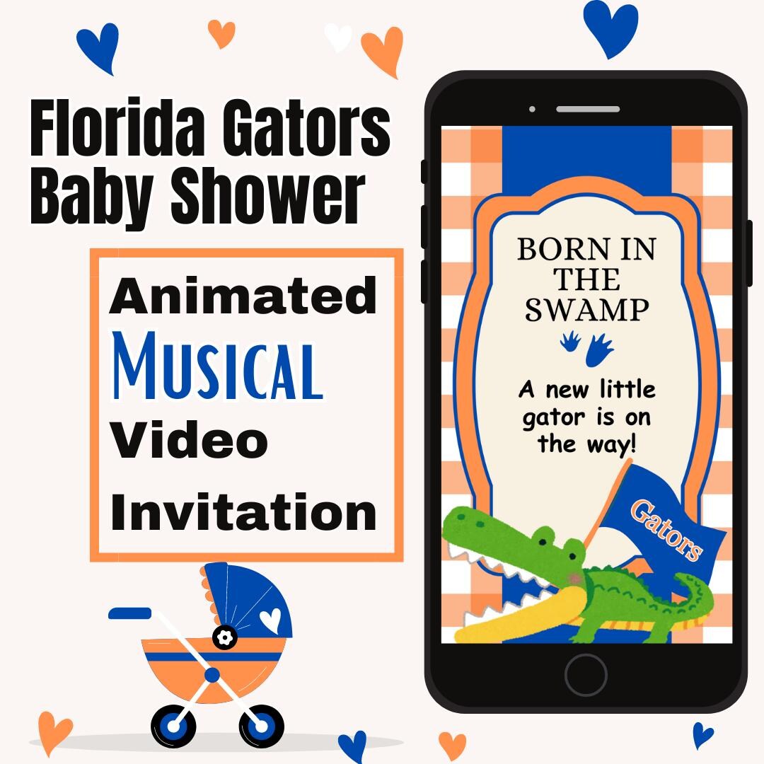 Florida Gators Baby Shower Animated Video Invitation (digital Evite) - Etsy